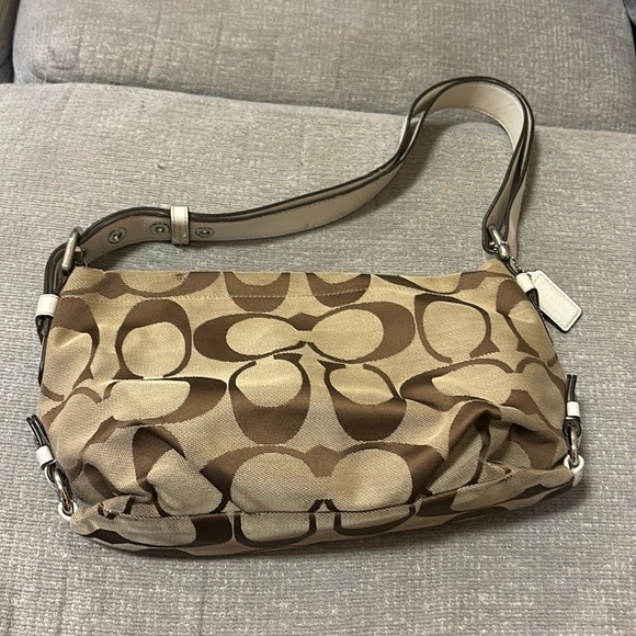 Coach | Bags | Coach Signature East West Shoulder Bag F568 Canvas ...